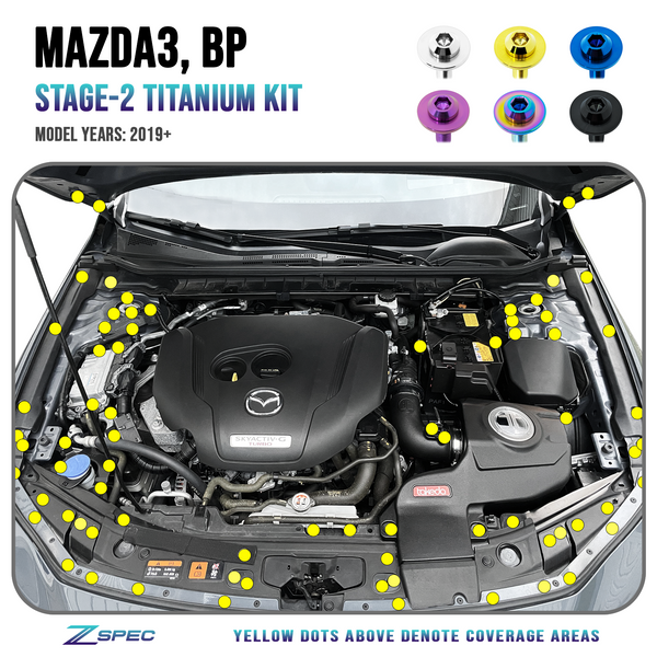 ZSPEC Stage-2 Dress Up Bolts® Fastener Kit, Mazda3 2.5T BP Titanium