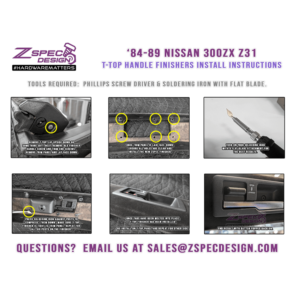 ZSPEC T-Top Handle Finisher Sets, Nissan 300zx Z31, Bezels, no Buttons