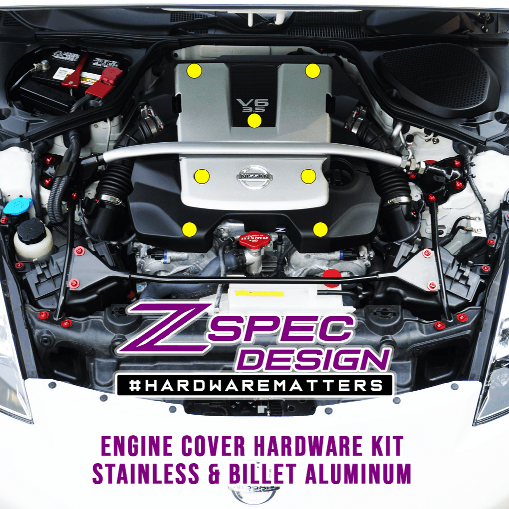 ZSPEC Engine Cover Fasteners for 03-09 Nissan 350z DE & HR, Stainless