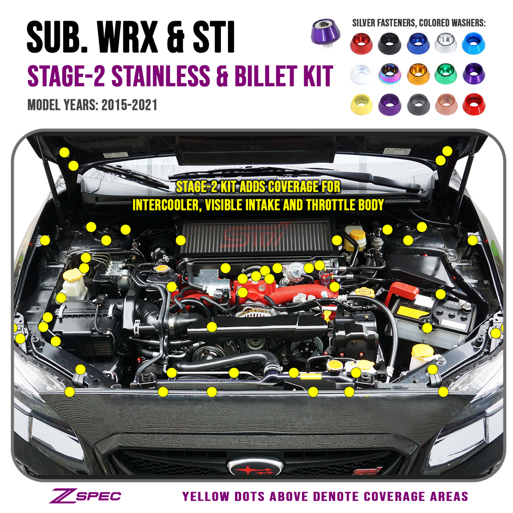 ZSPEC 'Stage 2' Dress Up Bolts™ Fastener Kit, 15-21 Subaru WRX & STI