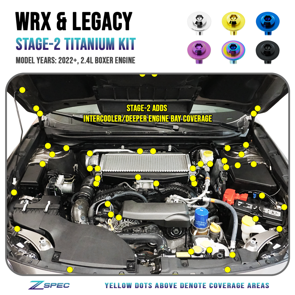 ZSPEC 'Stage 2' Dress Up Bolts® Fastener Kit, 22+ Subaru WRX & Legacy