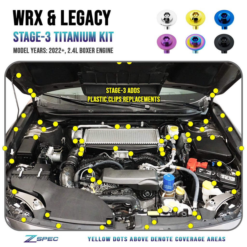 ZSPEC Stage-3 Dress Up Fastener Kit, 22+ Subaru WRX/Legacy, Titanium