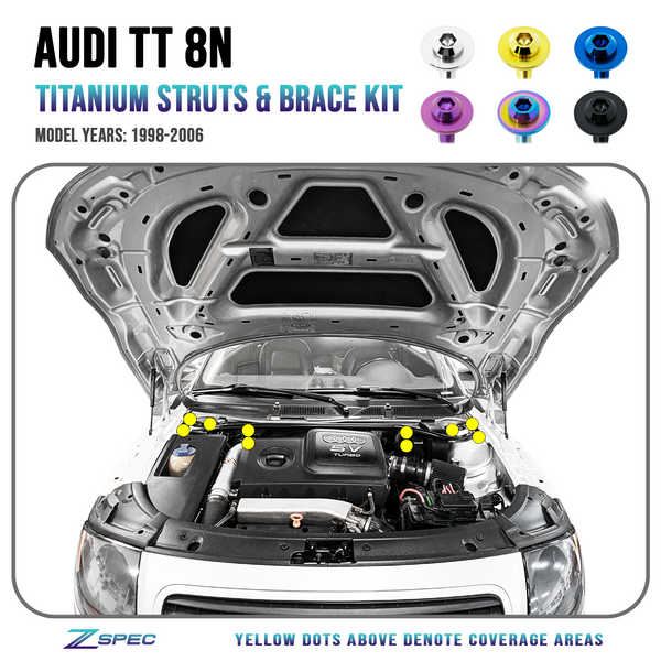 ZSPEC Struts & Strut-Brace Hardware Kit for the Audi TT 1st-Gen 8N, Ti