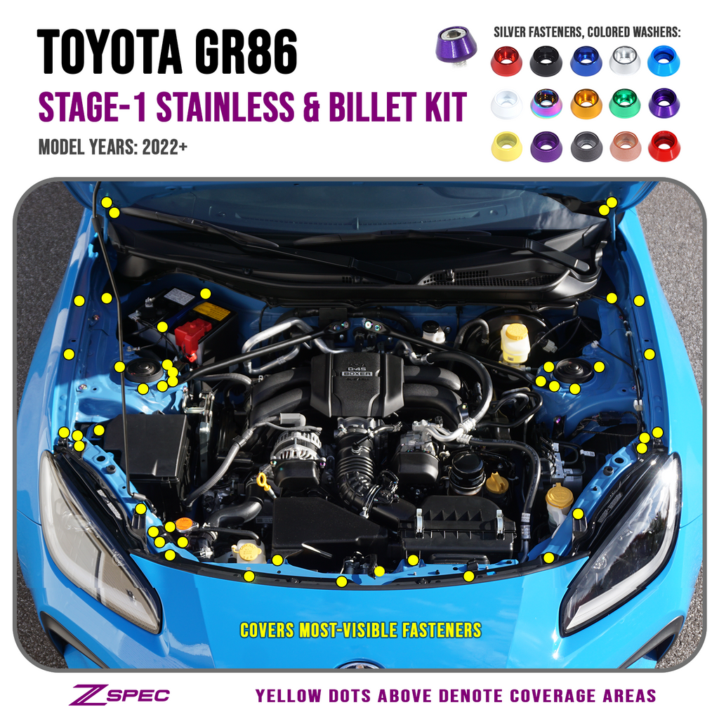 ZSPEC Stage 1 Dress Up Bolts® Fastener Kit,22+ Toyota GR86/Subaru BRZ