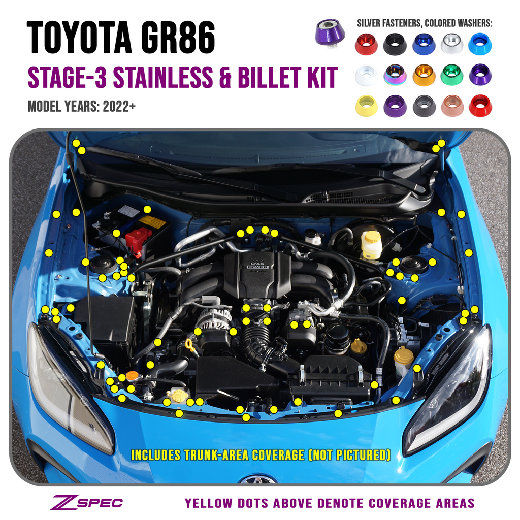 ZSPEC Stage 3 Dress Up Bolts® Fastener Kit 22+ Toyota GR86 Subaru BRZ