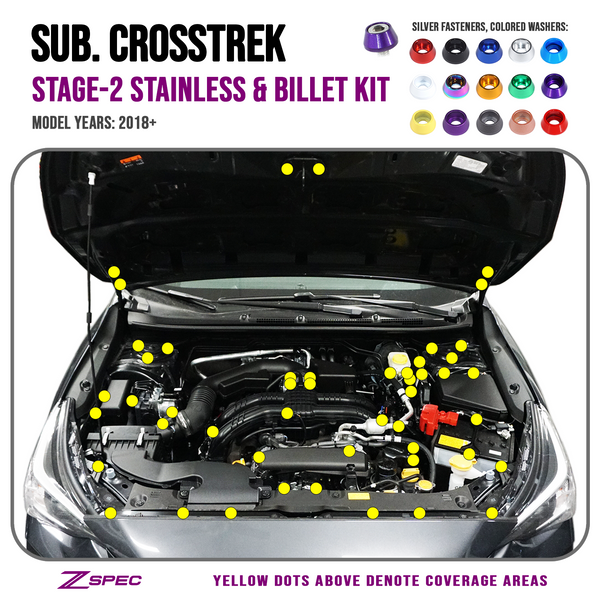 ZSPEC Stage-2 Fastener Kit for Subaru CrossTrek, Stainless & Billet