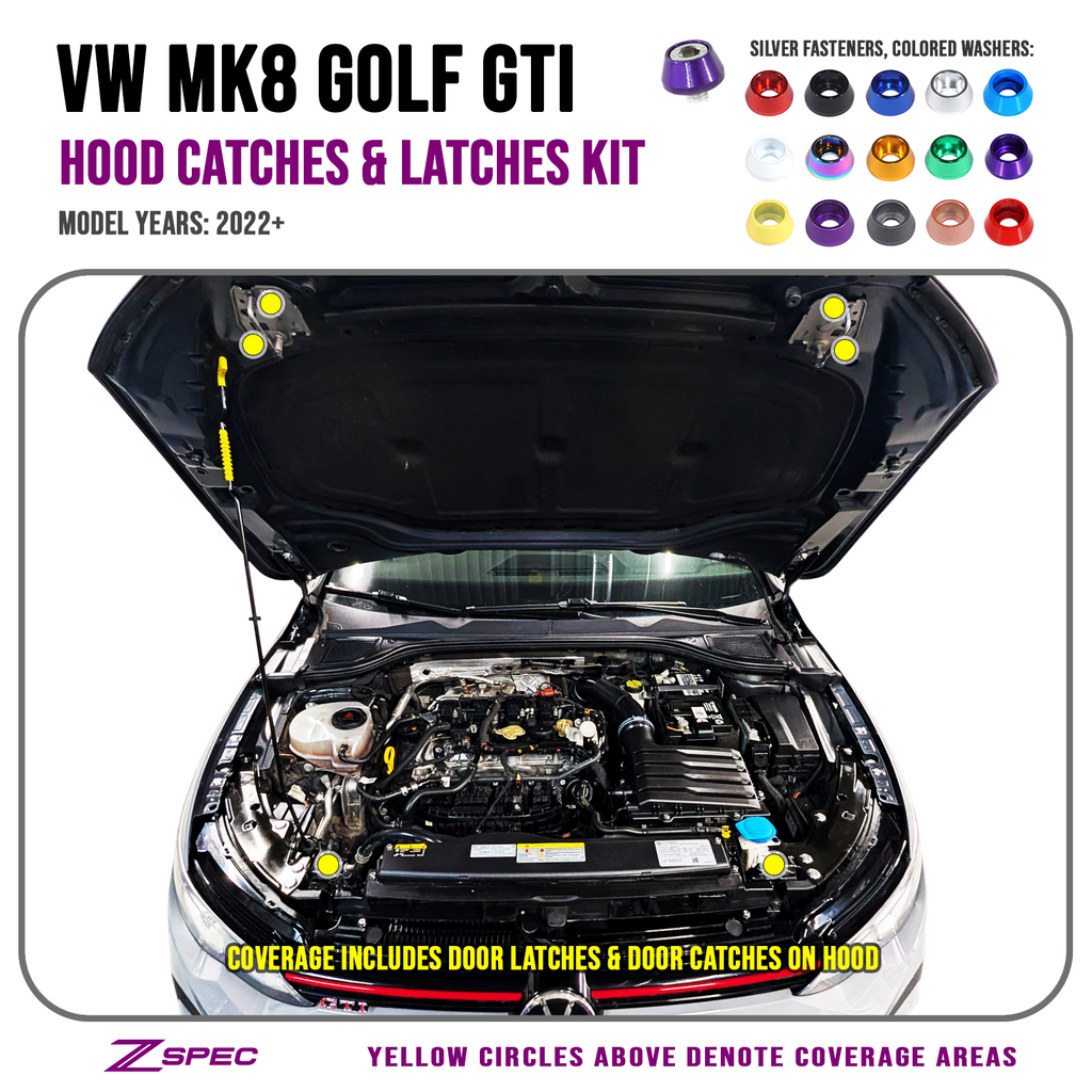 ZSPEC Hood Catches & Latches Dress Up Bolts Kit, VW MK8 Golf GTi