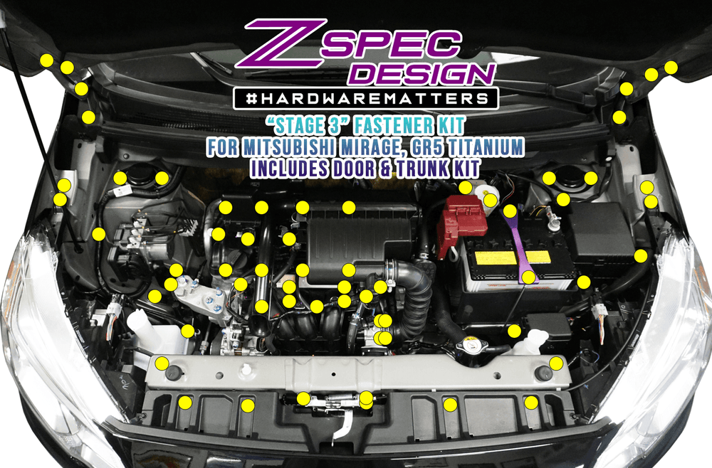 ZSPEC "Stage 3" Fastener Kit for '23+ Mitsubishi Mirage, Titanium