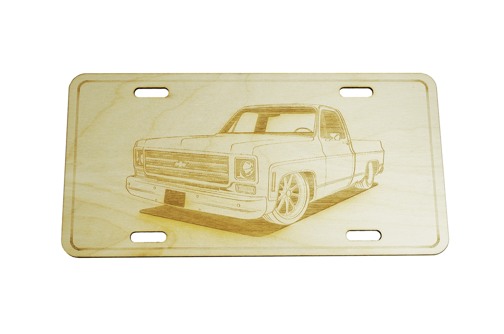 ZSPEC Chevy C10 Pickup Truck License Plate, Birch, Ornament