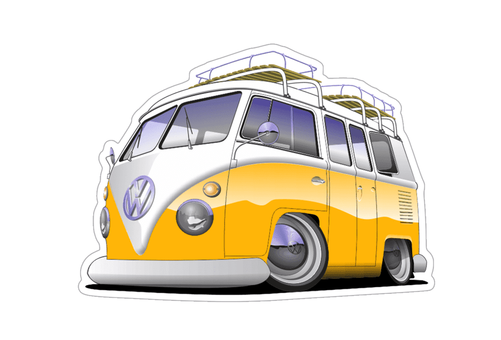 VW 3D-Bus / Van Car Vinyl Decal / Sticker, 4" x 2.9"