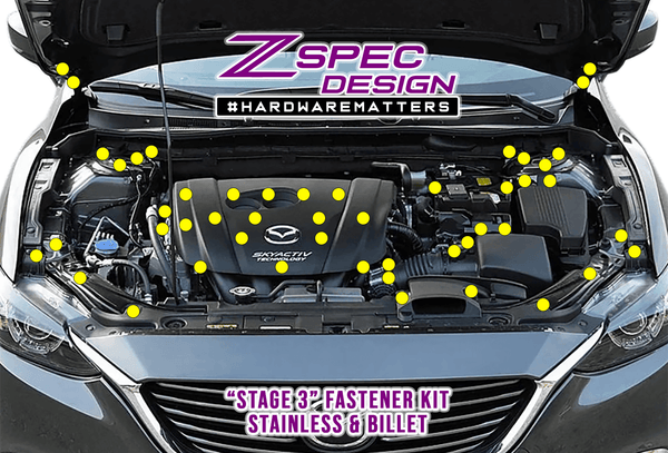 ZSPEC Stage-3 Dress Up Fastener Kit, Mazda6 2.5L, Stainless & Billet